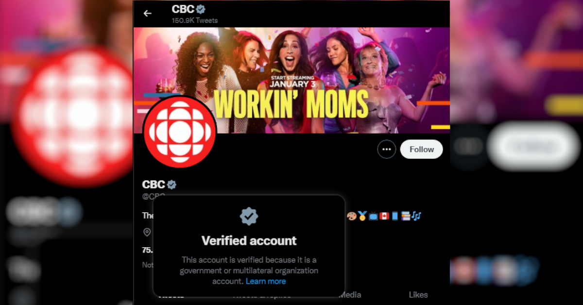 CBC tagged on Twitter with grey checkmark government organization label ...